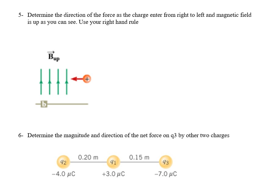Solved 5- Determine the direction of the force as the charge | Chegg.com