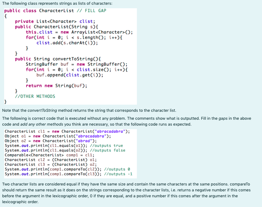 Solved The following class represents strings as lists of | Chegg.com
