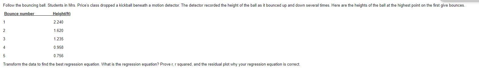 Solved Follow the bouncing ball. Students in Mrs. Price's | Chegg.com
