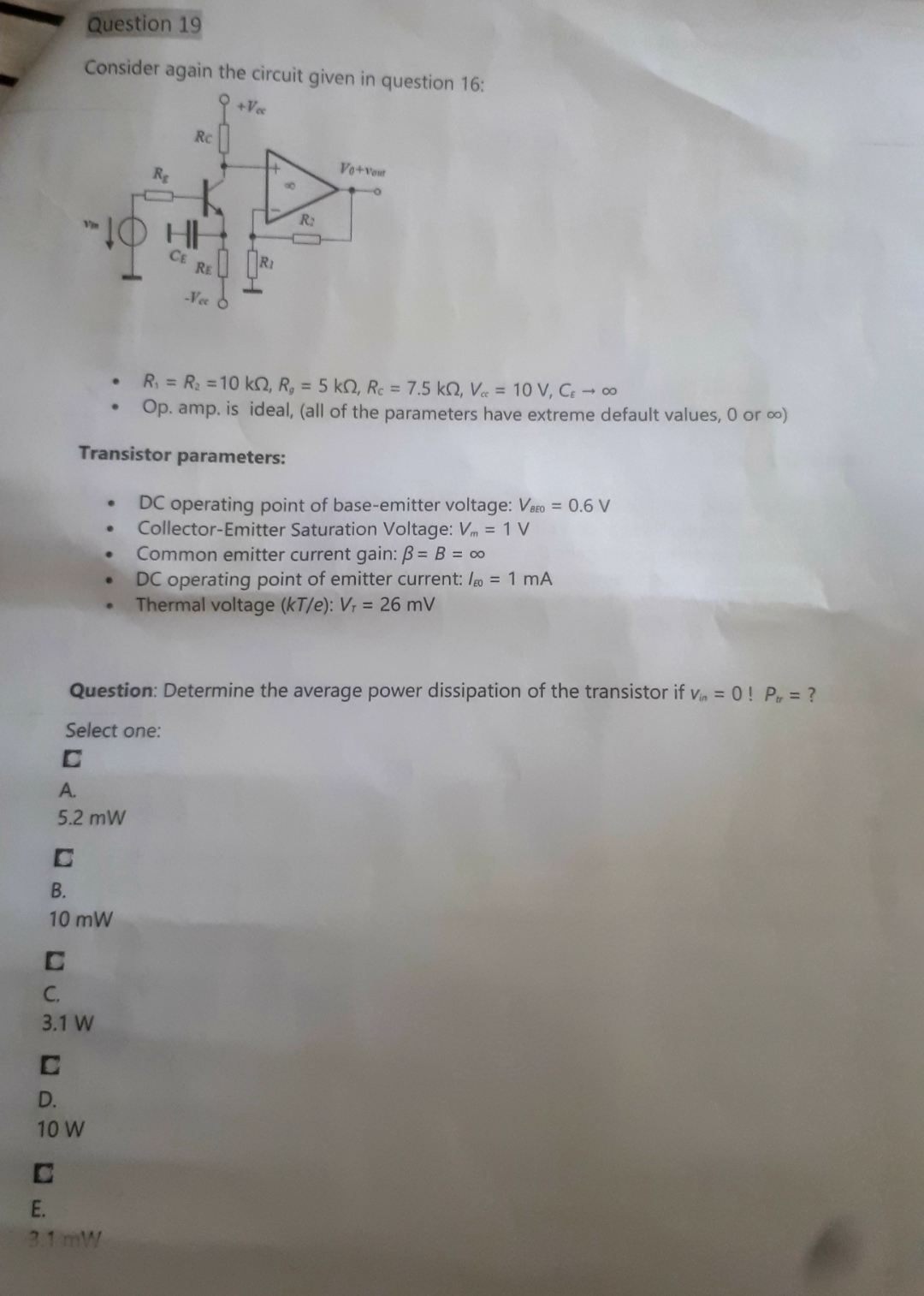 Solved Consider again the circuit given in question 16: - | Chegg.com