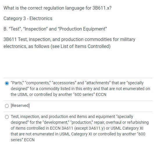 Solved What is the correct regulation language for 3 B611.x | Chegg.com
