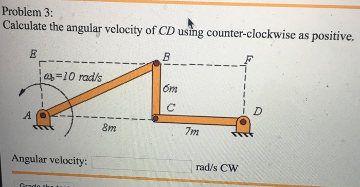 Solved Problem 3: Calculate the angular velocity of CD using | Chegg.com