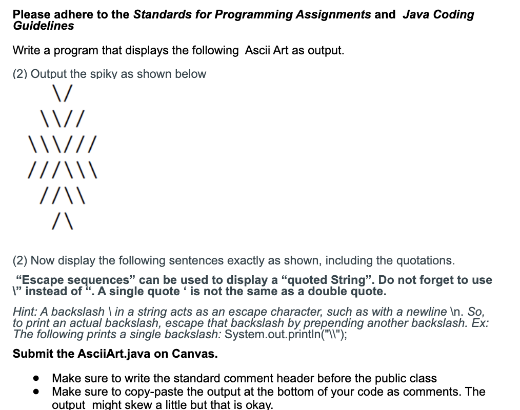 Solved Please adhere to the Standards for Programming | Chegg.com