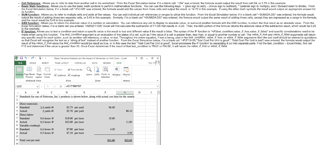 Solved PLEASE DO CELL REFERENCE (AKA =C3*C8)!!!!! Patterson, | Chegg.com