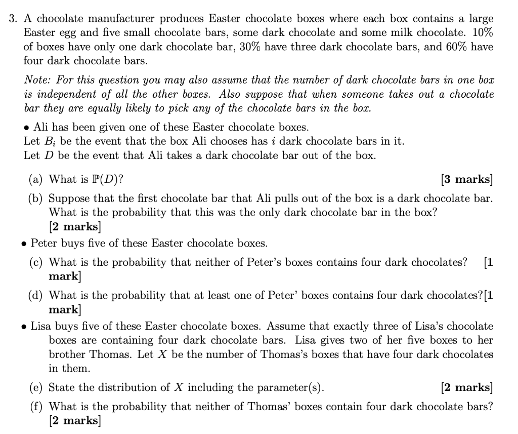 Solved 3. A chocolate manufacturer produces Easter chocolate | Chegg.com