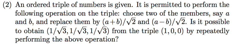 Solved (2) An ordered triple of numbers is given. It is | Chegg.com