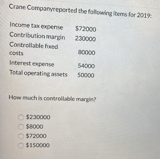 Solved It controllable margin is $70000 and the average | Chegg.com