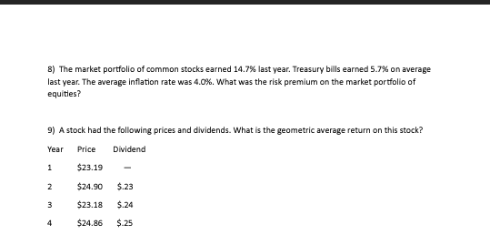 Solved Some quick rate and return questions from Chapter 10 | Chegg.com