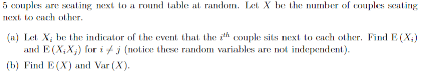 Solved 5 couples are seating next to a round table at | Chegg.com