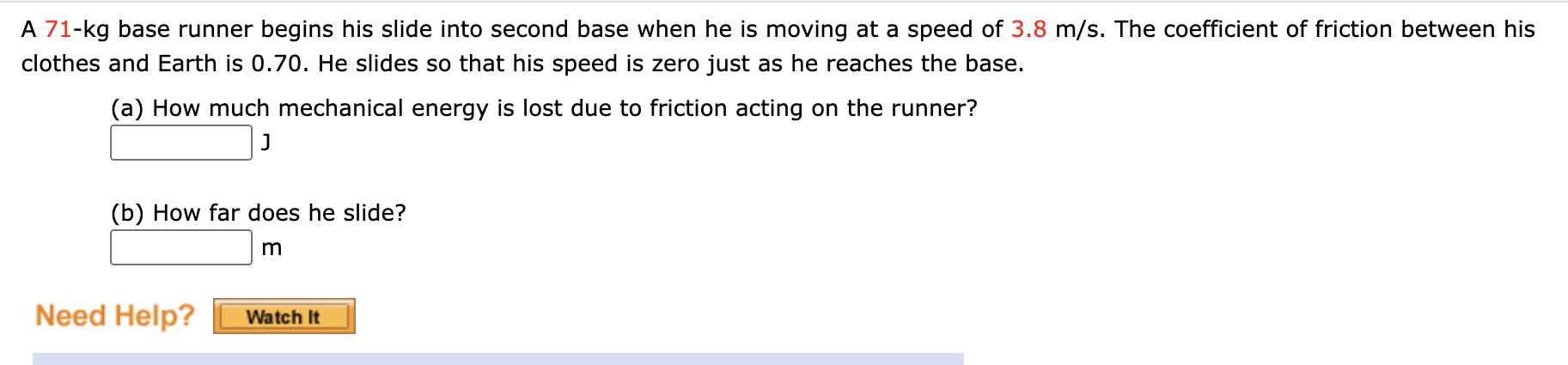 Solved A 71-kg base runner begins his slide into second base | Chegg.com