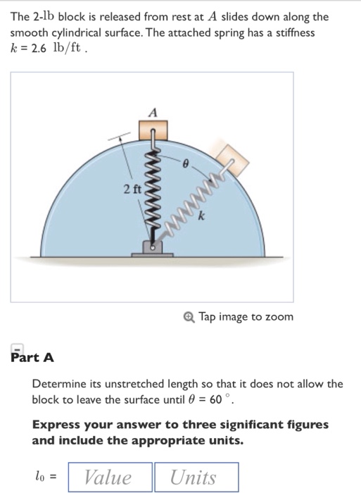 Solved The 2-lb block is released from rest at A slides down | Chegg.com