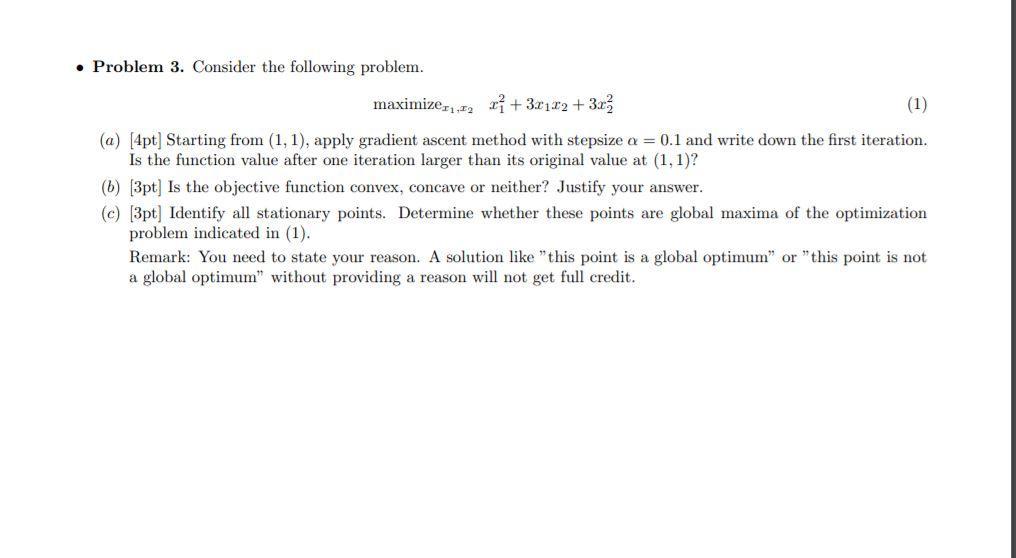 Solved • Problem 3. Consider the following problem. | Chegg.com