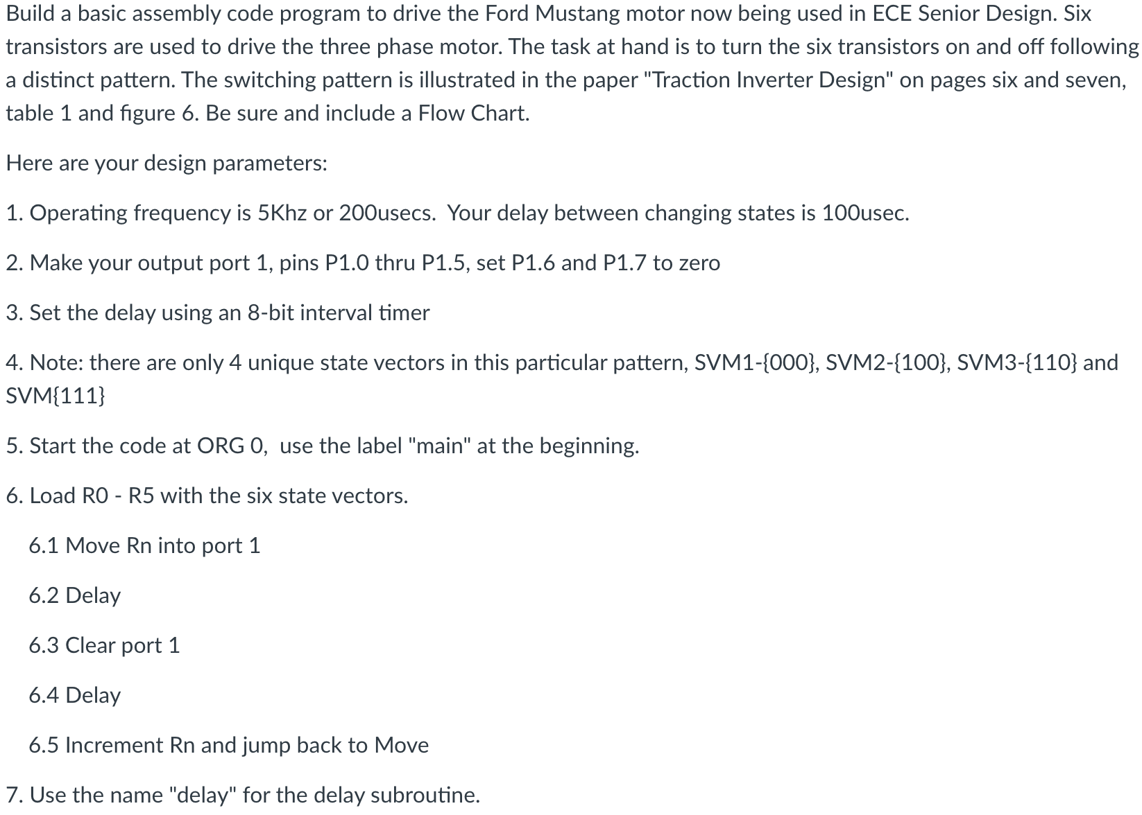 Solved Build a basic assembly code program to drive the Ford | Chegg.com