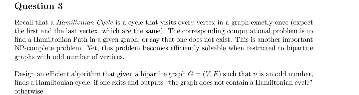 Solved Recall that a Hamiltonian Cycle is a cycle that | Chegg.com