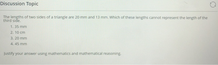 Solved Discussion Topic The lengths of two sides of a | Chegg.com