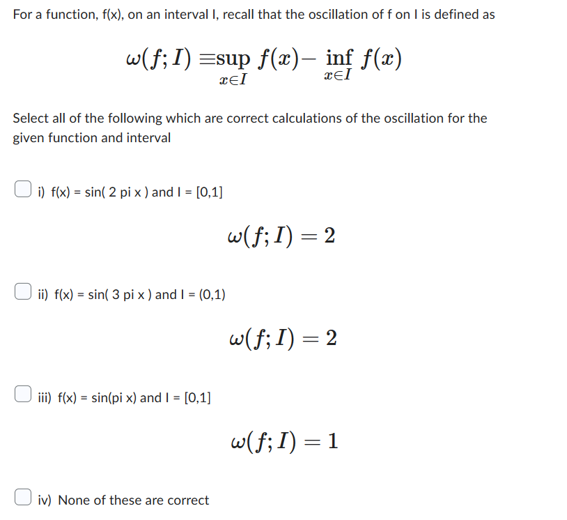 Solved For a function, f(x), on an interval I, recall that | Chegg.com