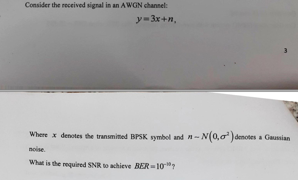 Solved Consider the received signal in an AWGN channel: | Chegg.com