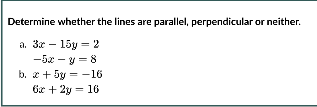 Solved Determine whether the lines are parallel, | Chegg.com