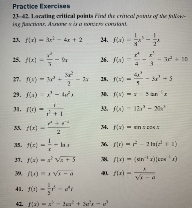 Solved Locating critical points. Find the critical points if | Chegg.com