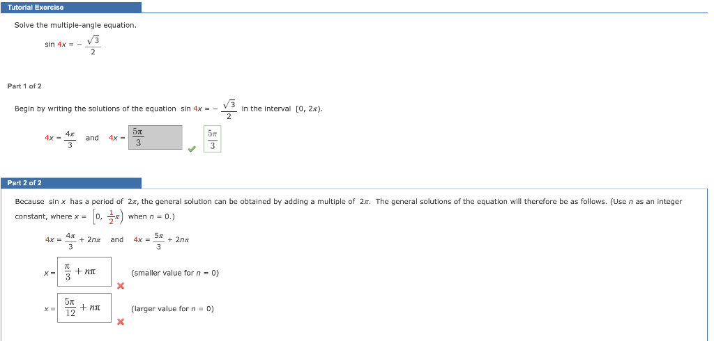 Solved Tutorial Exercise Solve the multiple-angle equation. | Chegg.com