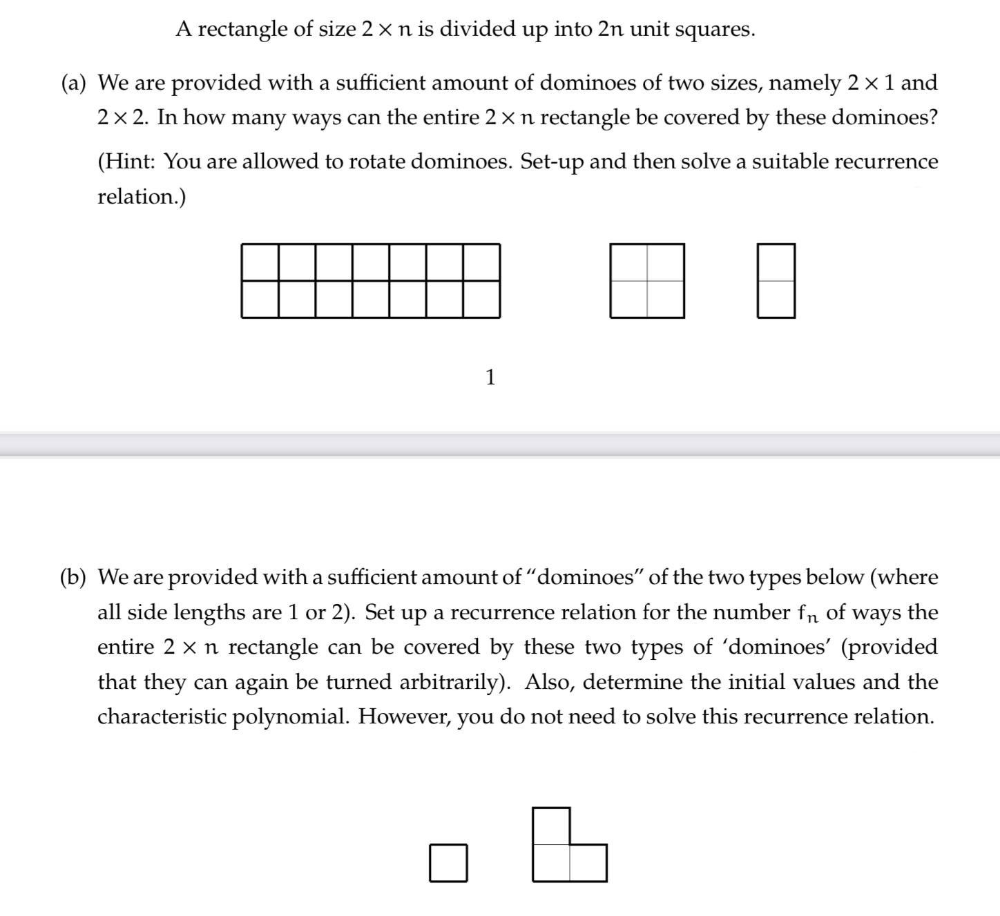 Solved A rectangle of size \( 2 \times \mathrm{n} \) ﻿is | Chegg.com