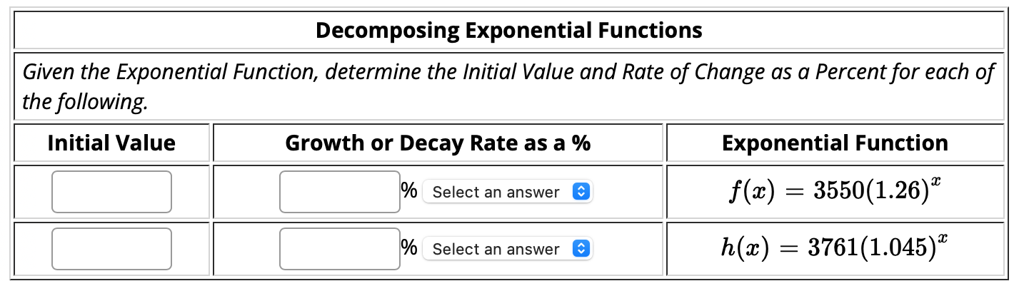 Solved Decomposing Exponential Functions Given the | Chegg.com