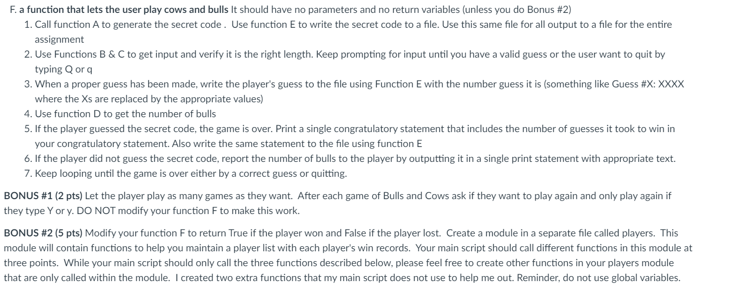 Solved Bulls and Cows Create the game Bulls and Cows Θ this | Chegg.com