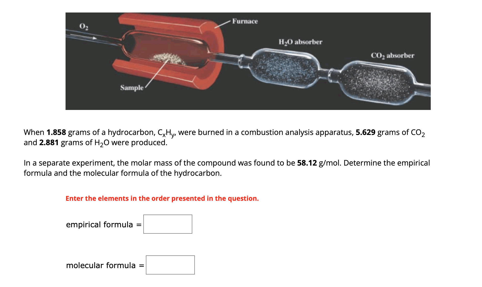 Solved When 1.858 ﻿grams of a hydrocarbon, CxHy, ﻿were | Chegg.com