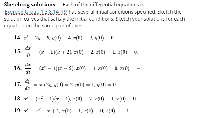 Sketching solutions. Each of the differential | Chegg.com