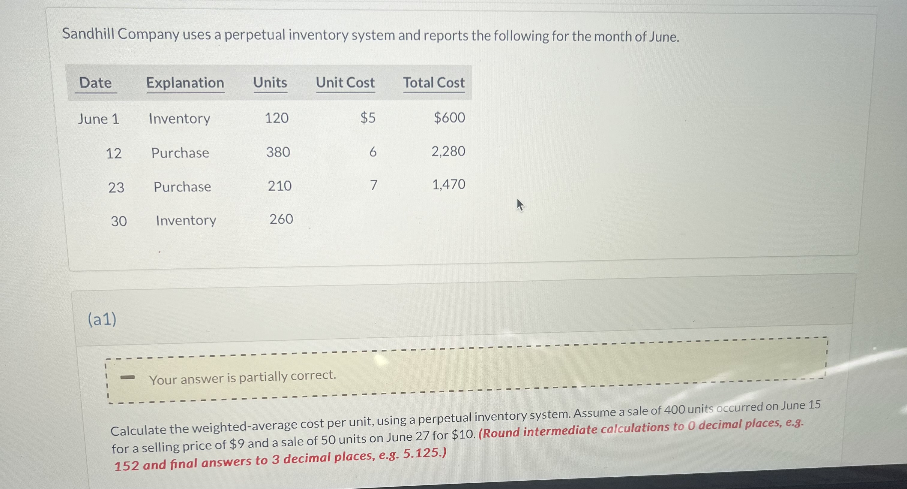 Solved Calculate the weighted-average cost per unit, using a | Chegg.com