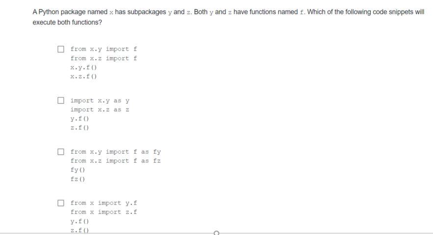 Solved A Python package named x has subpackages y and z. | Chegg.com