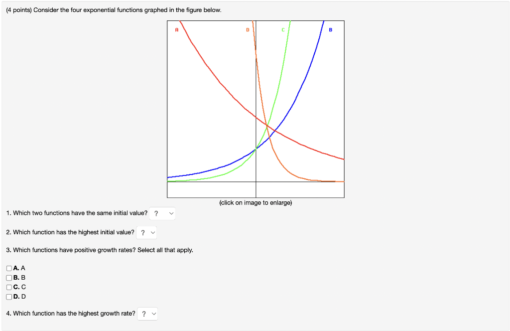 Solved (4 points) Consider the four exponential functions | Chegg.com