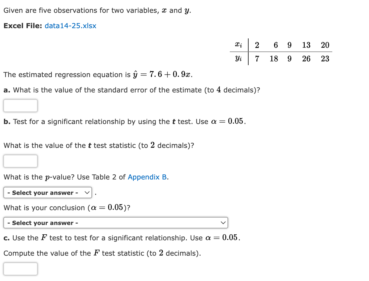 Solved Given are five observations for two variables, x and | Chegg.com