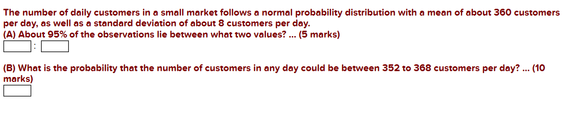 Solved The number of daily customers in a small market | Chegg.com