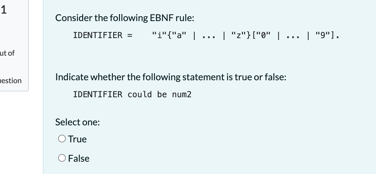 Solved 1 Consider the following EBNF rule: IDENTIFIER = | Chegg.com