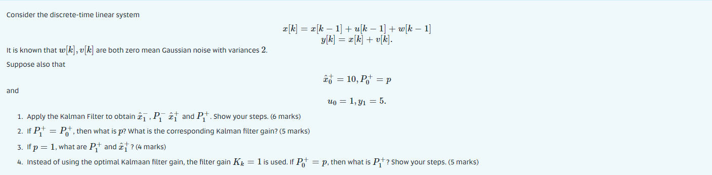 Solved Consider the discrete-time linear system z[k] = x[k – | Chegg.com
