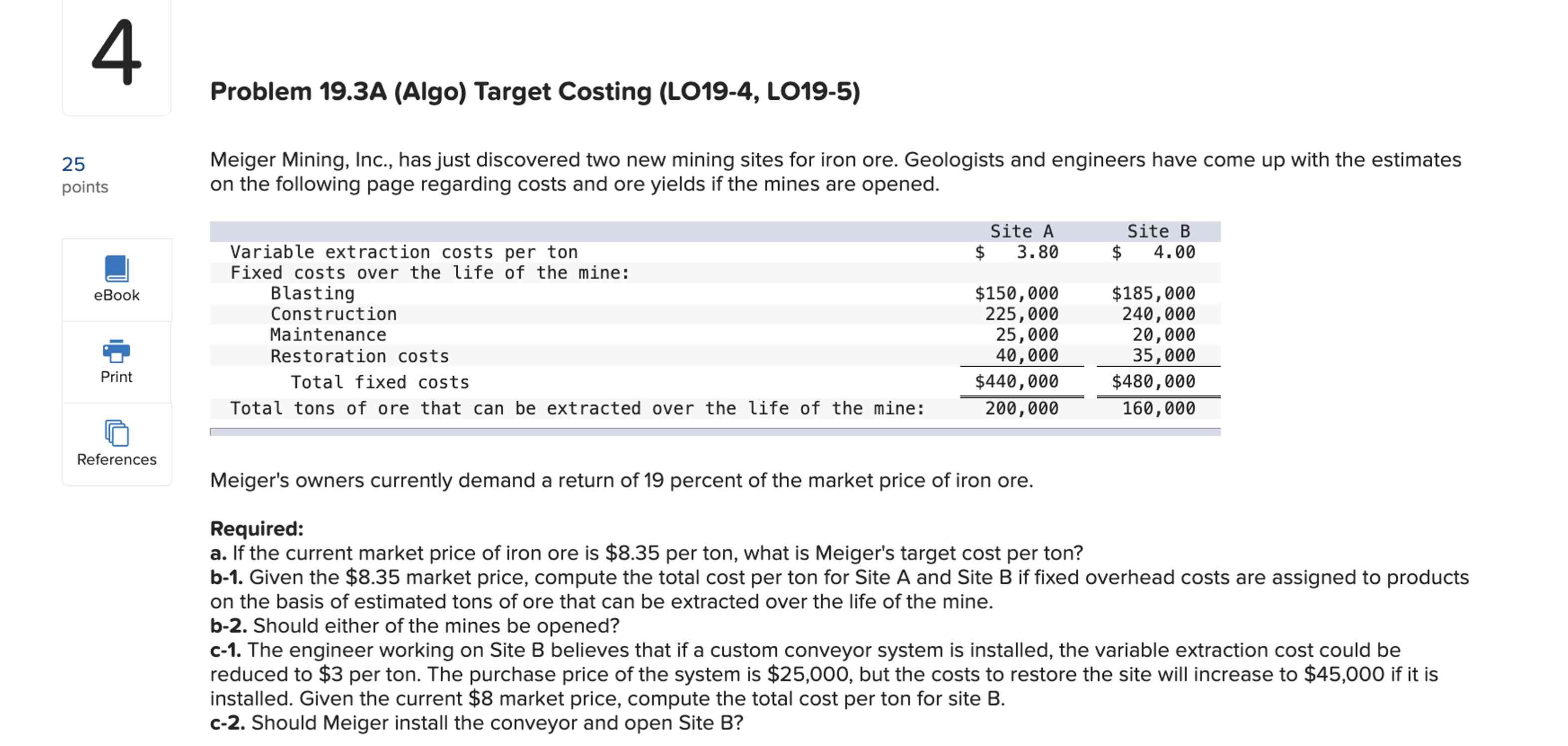 Solved Problem 19.3A (Algo) ﻿Target Costing (LO19-4, | Chegg.com