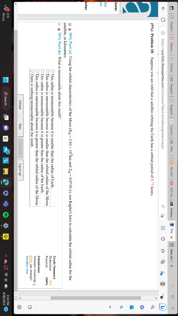 Solved (5\%) Problem 18: Suppose you are told that a | Chegg.com