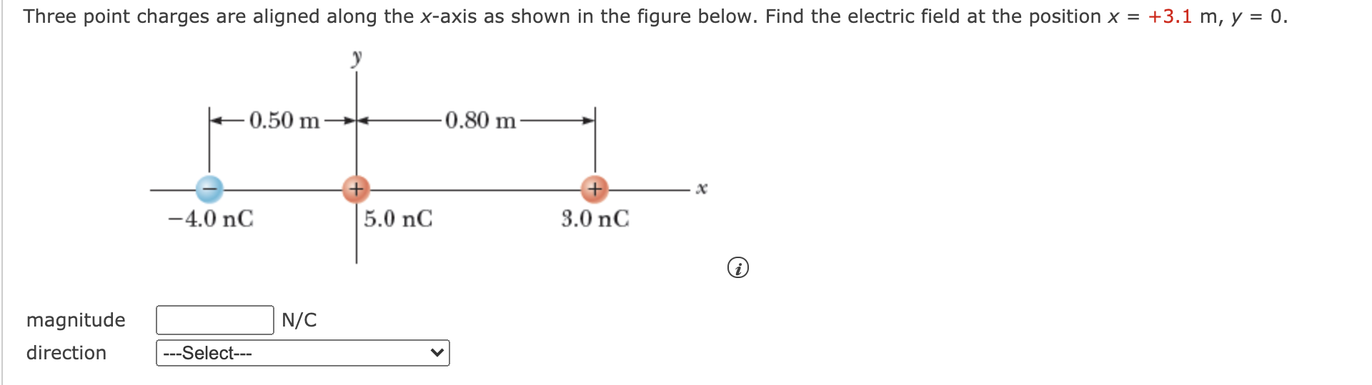 Solved Three point charges are aligned along the x-axis as | Chegg.com