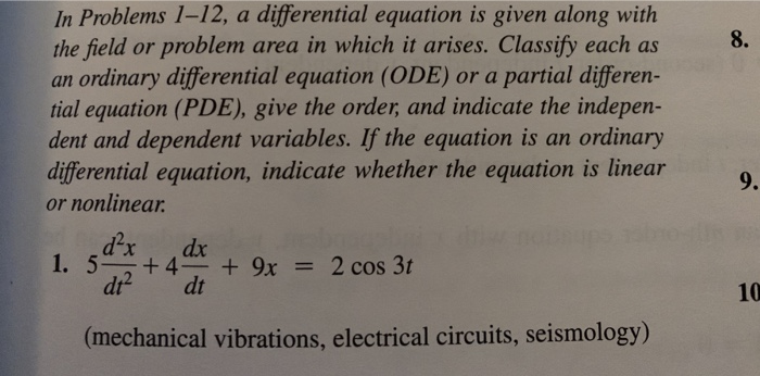 Solved In Problems 1-12, a differential equation is given | Chegg.com