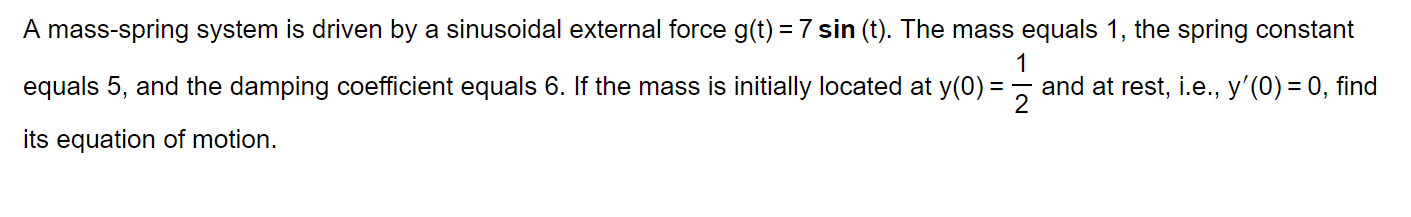Solved A Mass Spring System Is Driven By A Sinusoidal
