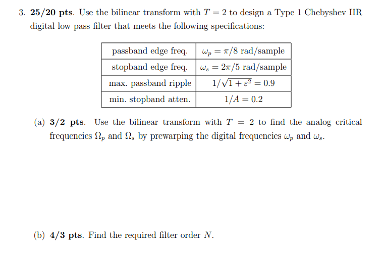 3 25 20 Pts Use The Bilinear Transform With T 2