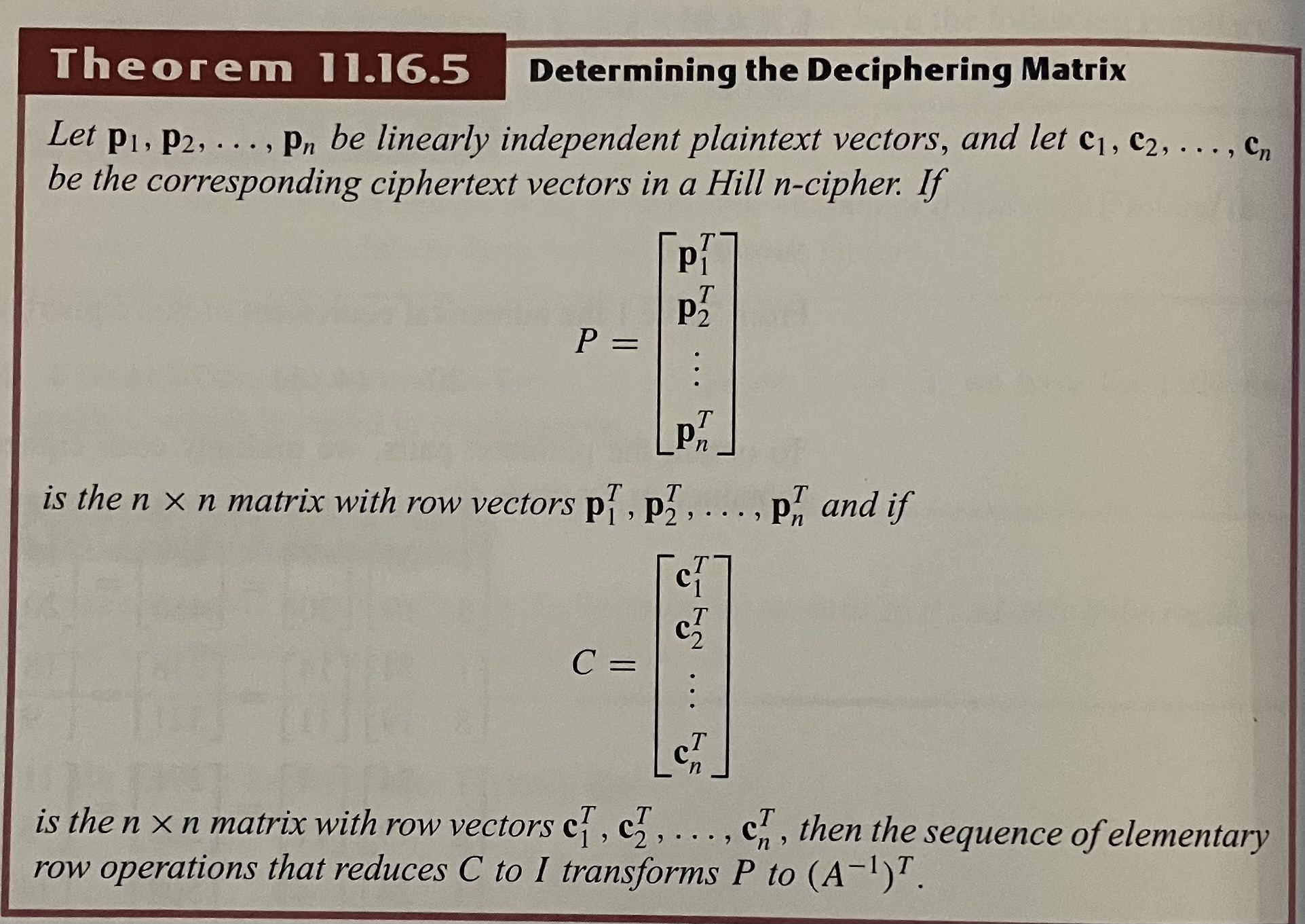 Solved 0. (a) If A is the enciphering matrix of a Hill | Chegg.com