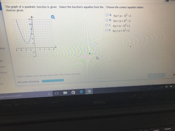 Solved The Graph Of A Quadratic Function Is Given Select