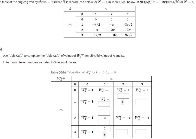 Solved 4 in Table Q5(a) below. Table Q5(a): 8 = -2(nm)/N for | Chegg.com