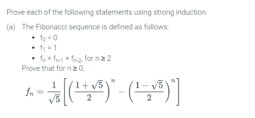 Solved Please help solve this using strong induction, | Chegg.com