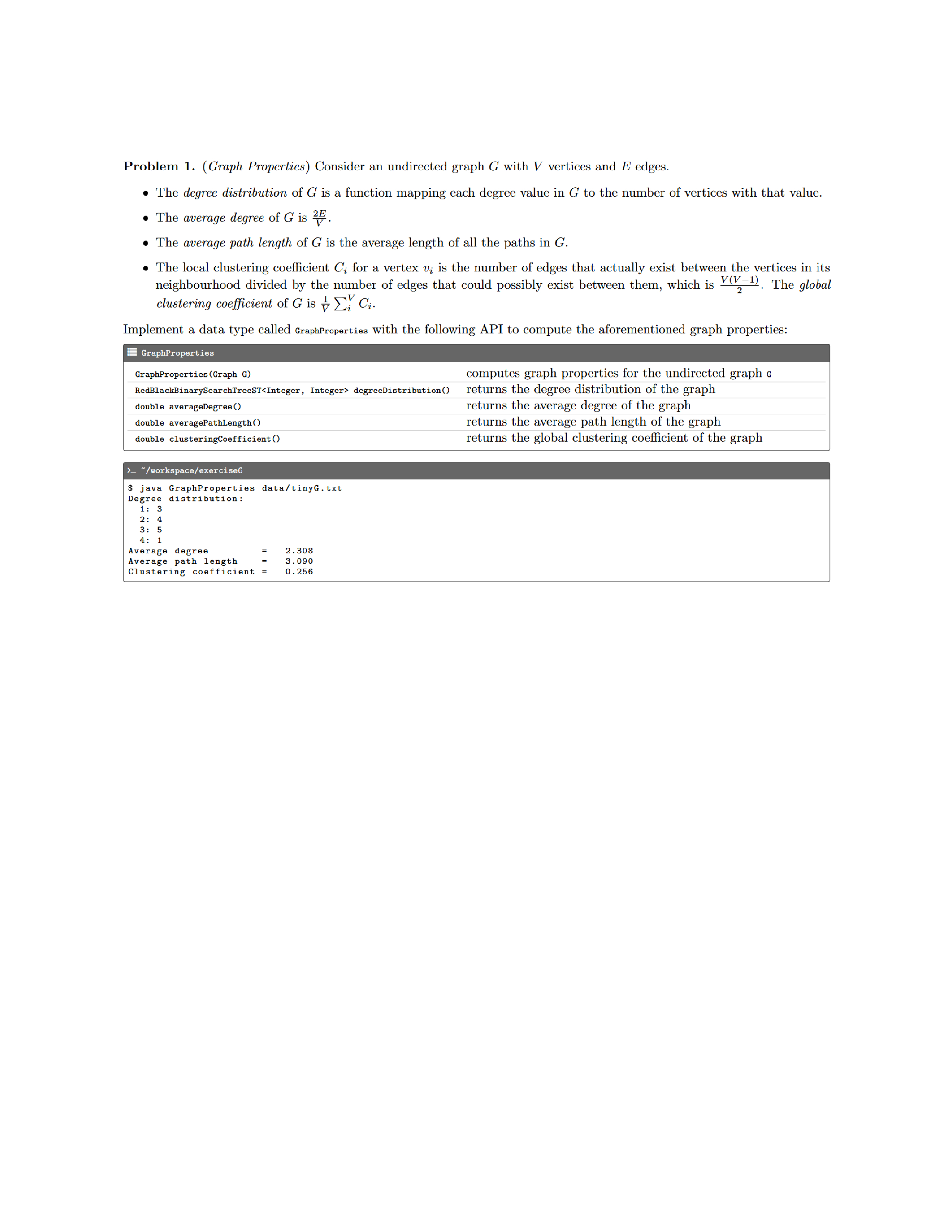 Solved Problem 1. (Graph Properties) Consider an undirected | Chegg.com