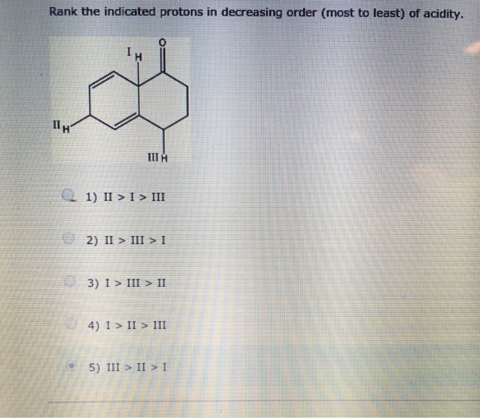Solved Rank the indicated protons in decreasing order (most | Chegg.com