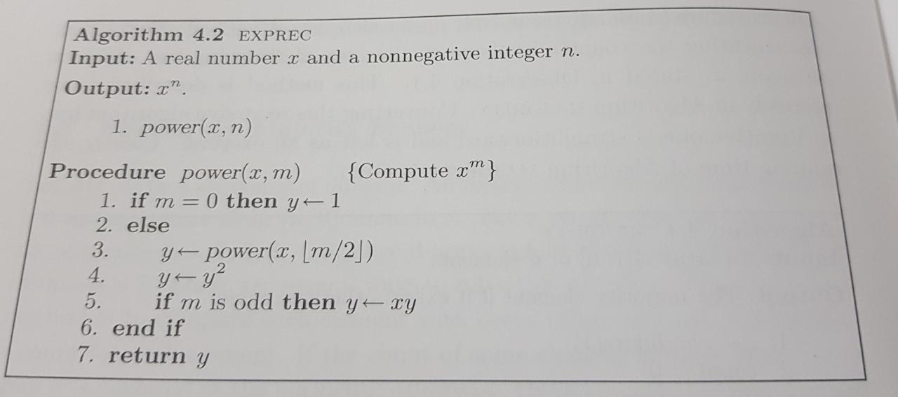 Solved 4.14. Use Algorithm EXPREC to compute (a) 2 (b) 27. | Chegg.com