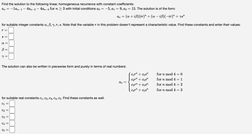 Find the solution to the following linear, | Chegg.com